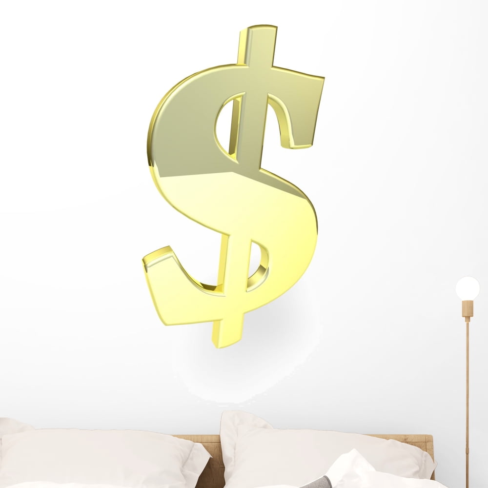Golden Dollar Sign Wall Decal by Wallmonkeys Peel and Stick Graphic (36 ...