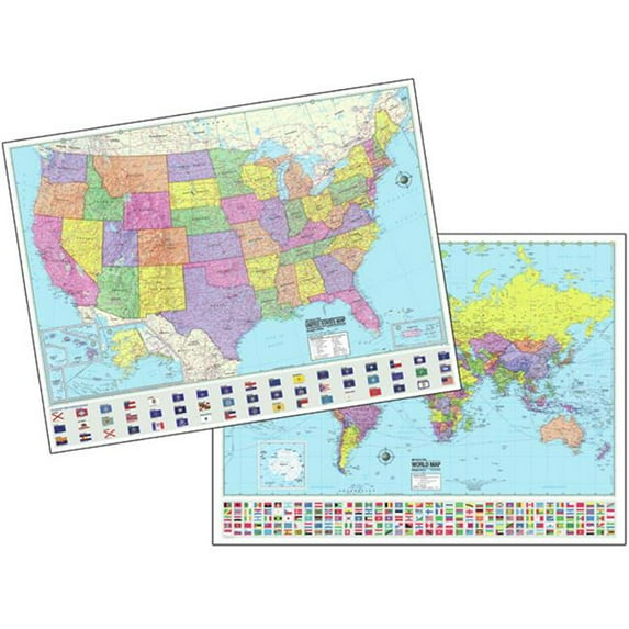 Universal Map 29822 48 x 36 Inch Advanced Us, World Political Lam ...