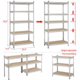 Topeakmart 5 Tiers Adjustable Metal Storage Shelving Heavy Duty ...