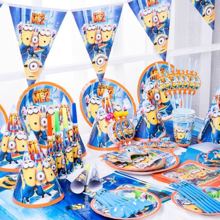 Minions Theme Child Birthday Party Decoration Set Disposable tableware ...