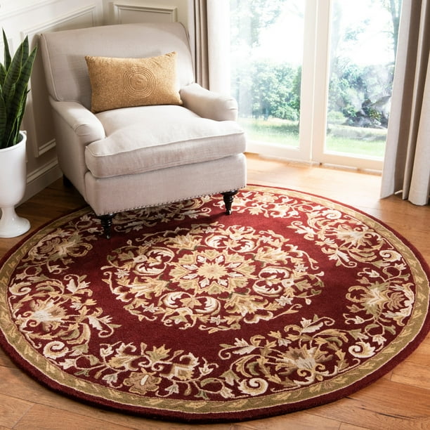 SAFAVIEH Heritage Cleves Traditional Wool Area Rug, Red, 8' x 8' Round ...