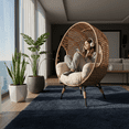 LiviNest 400 lb Hanging Egg Chair, PE Rattan Patio Swing with 8-Inch ...