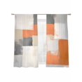 Abstract Color Block Sheer Curtains 63 Inches Long 2 Panels Orange Grey ...