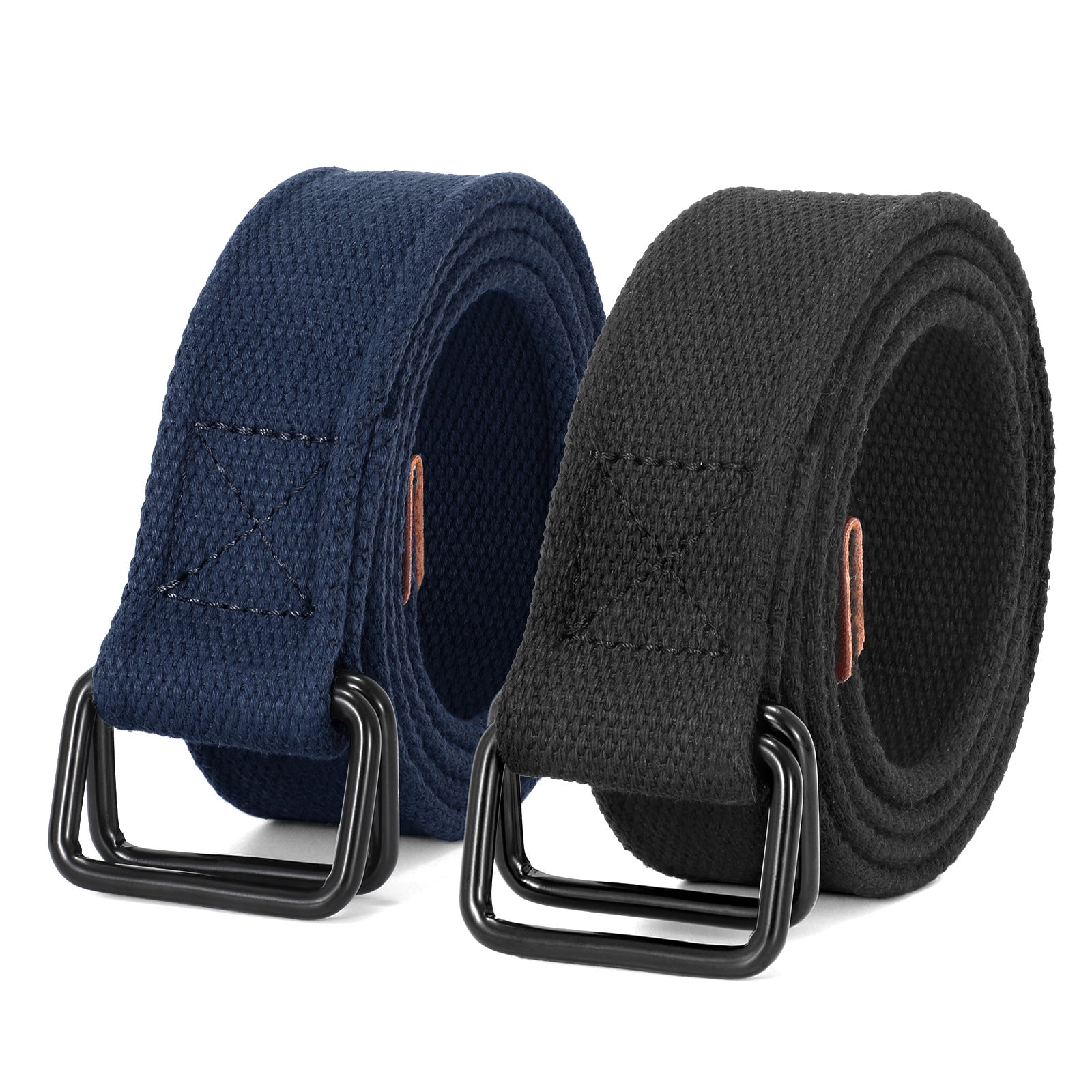 WHIPPY Mens Web Nylon Belt Canvas Work Belts with Double Ring Buckle ...