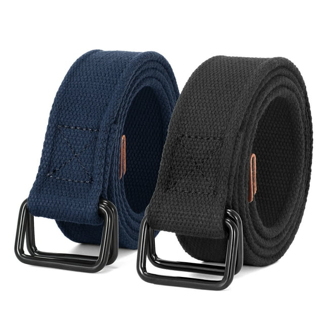 WHIPPY Mens Web Nylon Belt Canvas Work Belts with Double Ring Buckle ...