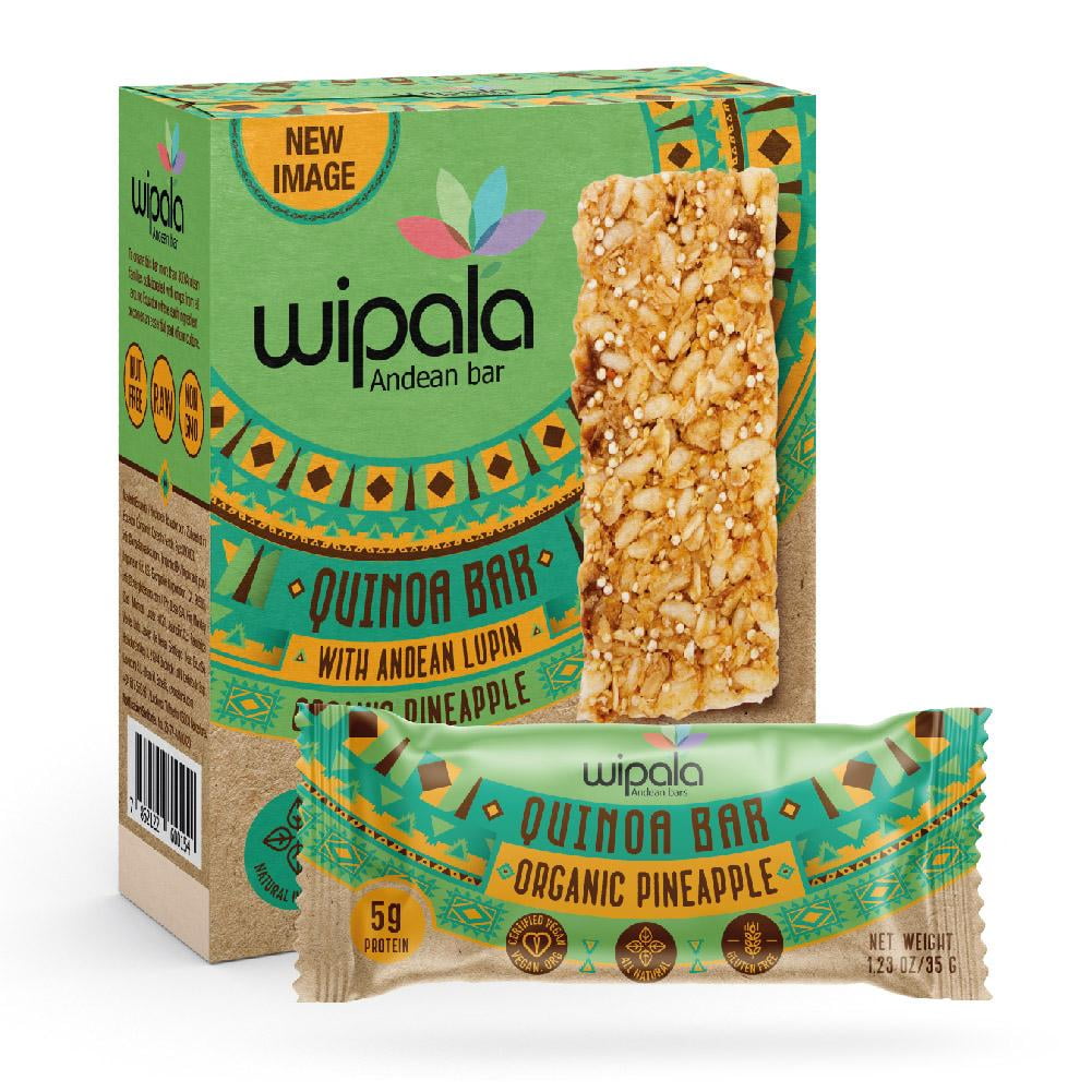 Wipala Organic Pineapple Quinoa Bars, Vegan, Gluten Free, Non GMO, 12 ...