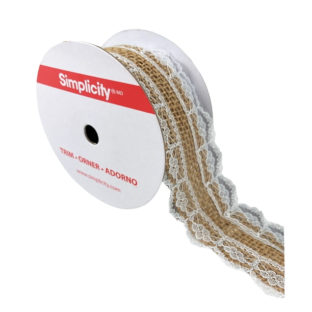 Simplicity Trim, Natural 1 1/2 inch Jute with Lace Edges Trim Great for ...