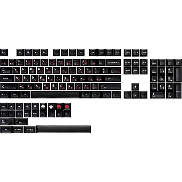 Black Sakura Keycaps Japanese DSA PBT Dye-Sublimation Keycaps Full ...