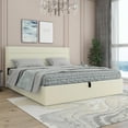 King Size Upholstered Hydraulic Lift Up Storage Platform Bed,Cream ...