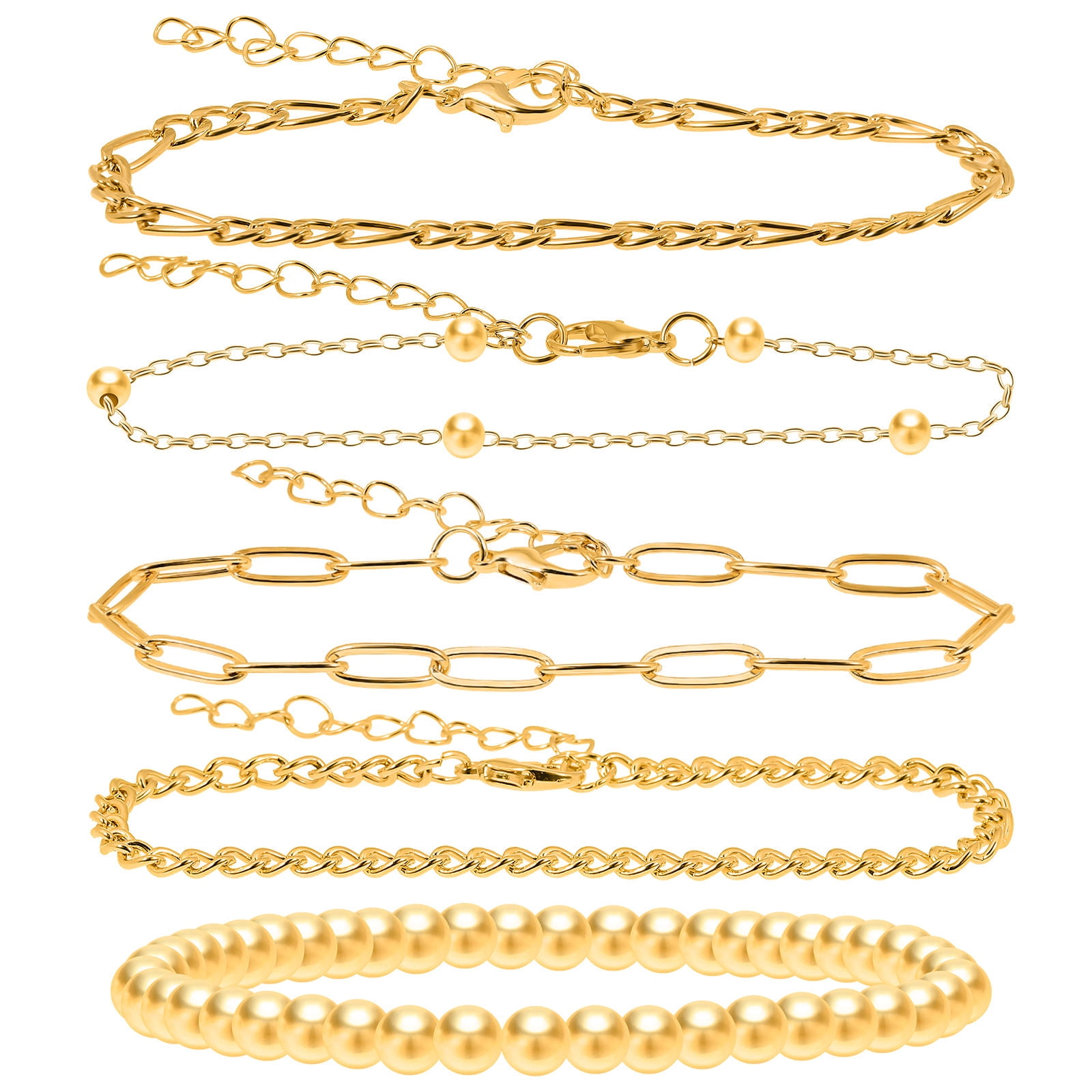 Click here for Upouart 5pcs Stackable Golden Metal Bracelets For... prices