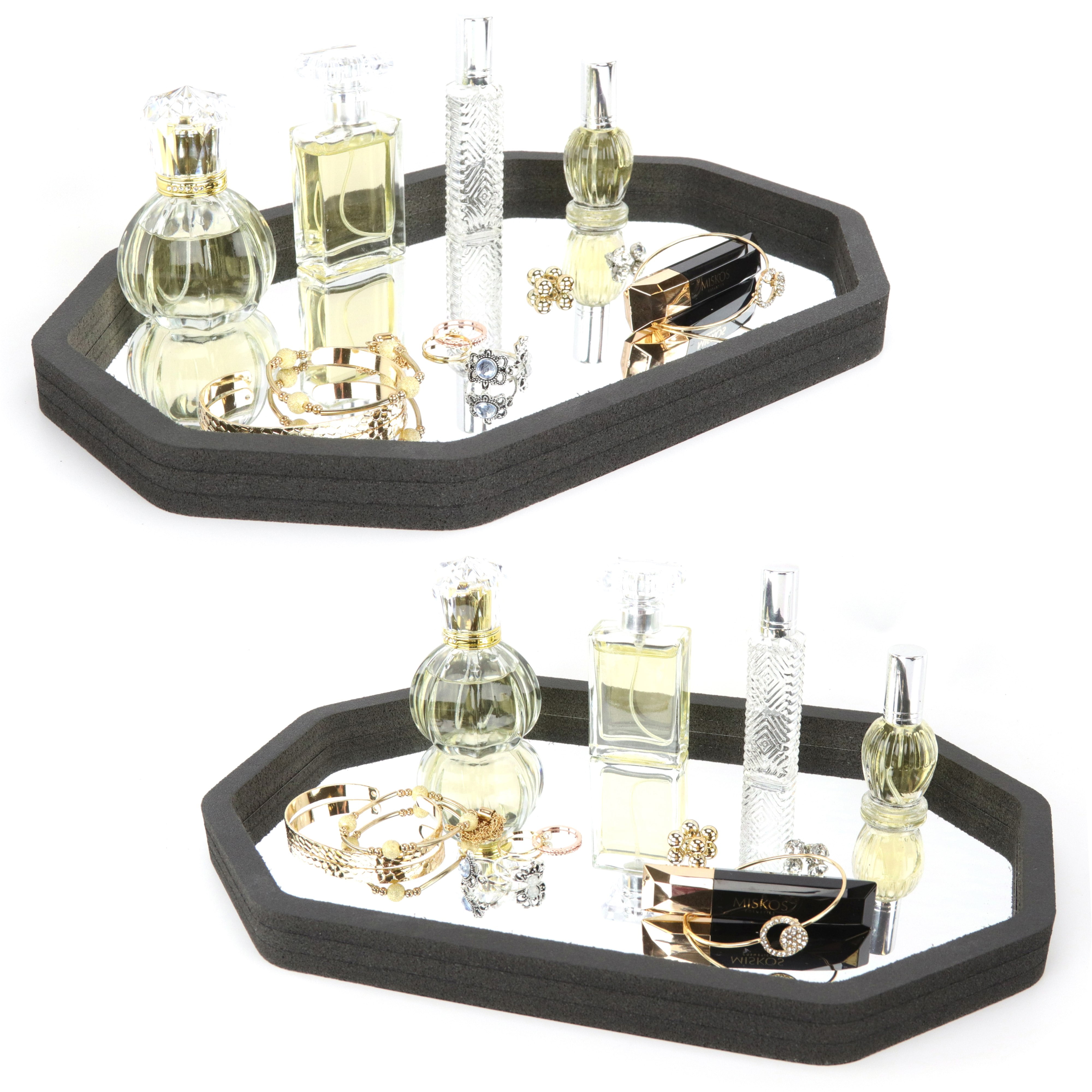 Polar Whale 2 Polished Mirrored Bottom Vanity Organizer Trays for Home ...