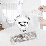 Mrs Awesome White Waffle Weave Shower Curtain Set with Fabric Liner, 12 ...