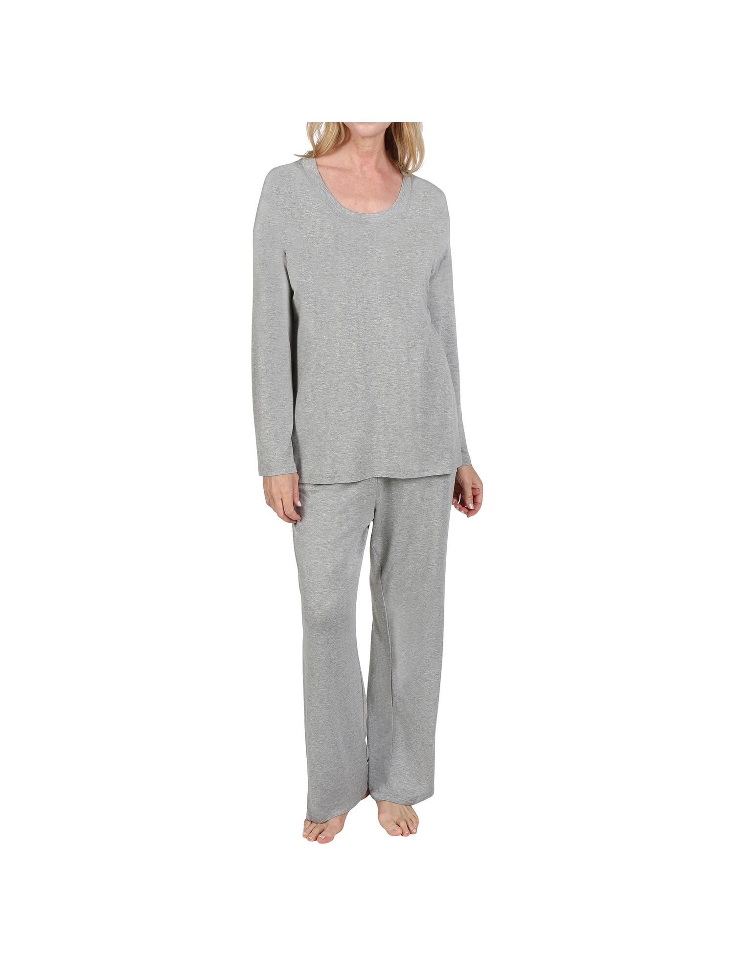 Catalog Classics Womens Long Sleeve Pajamas Lounge Set, Grey, Medium ...