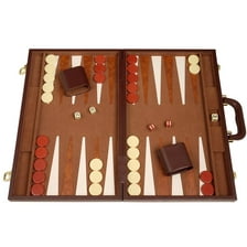 Crazy Games 15 Inch Classic Backgammon Set - Medium Brown with Leather ...