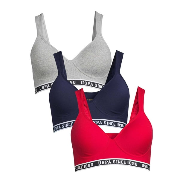 U.S. Polo Assn. Women's Tag Free Sports Bra, 3 Pack - Walmart.com