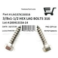 x 1-1/2" 316 Stainless Steel Hex Head Lag Bolts Lag Screws Marine Grade ...