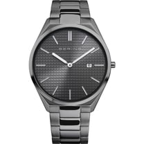 BERING Men's Titanium Case Chronograph Black Dial Bracelet Watch 11743 ...
