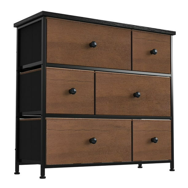 REAHOME 6 Drawer Dresser Organization Unit with Steel Frame, Espresso ...