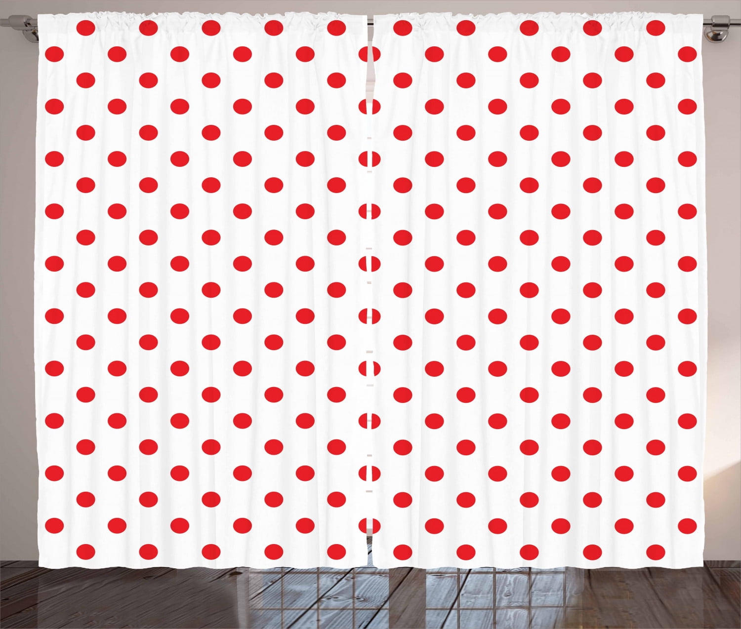 Red Curtains 2 Panels Set, Classical Pattern with Country Picnic Theme ...