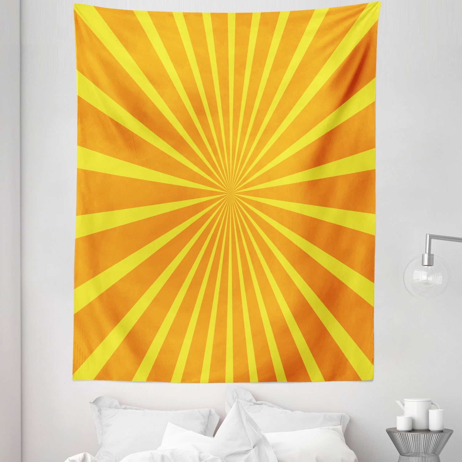 Sunburst Tapestry, Simplistic Sunbeam Design Radial Rays Sunrise Energy ...