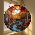 Autumn Forest Sunset Window Suncatcher Hanging Decor, Stained Glass ...