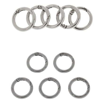 10 Pieces 28mm Alloy Round Carabiners Spring Clip Keychains - Black ...