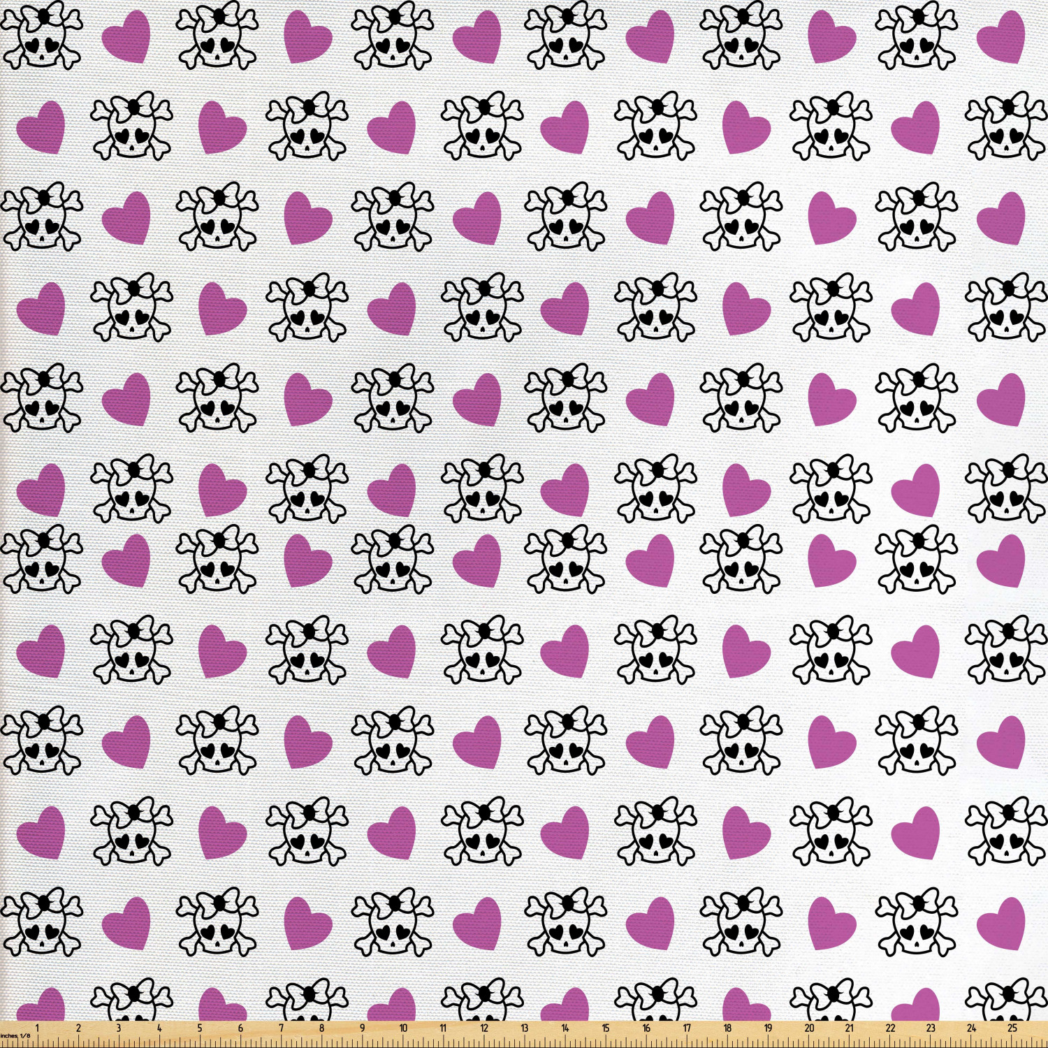 Teen Fabric by The Yard, Funky and Girlish Youth Pattern Emo Skulls ...