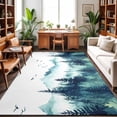 Area Rug Watercolor Mountain Forest Tree Rectangle Area Rugs Washable ...