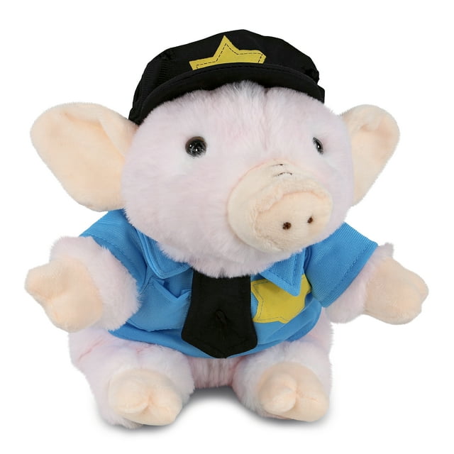 DolliBu Squat Piggy Police Officer Plush Toy - Soft Piggy Cop Stuffed ...