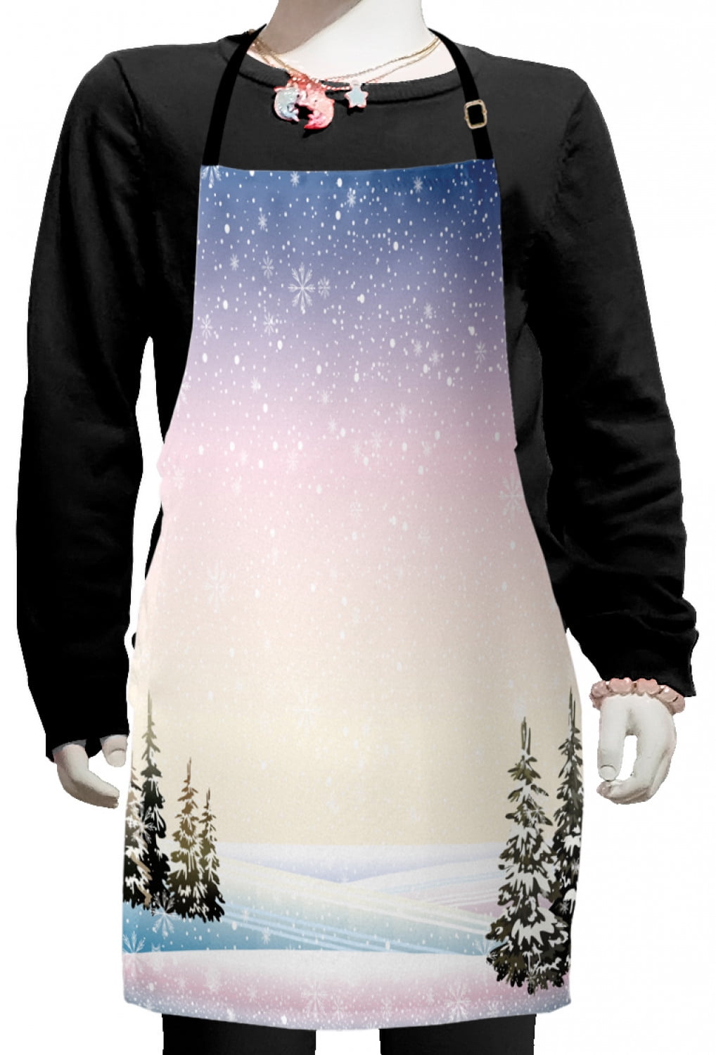 Winter Kids Apron, Snowfall in the Forest Pine Trees Northern ...