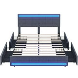 Kicode Queen Bed Frame with 4 Drawers, 2 USB Charging Stations, LED ...