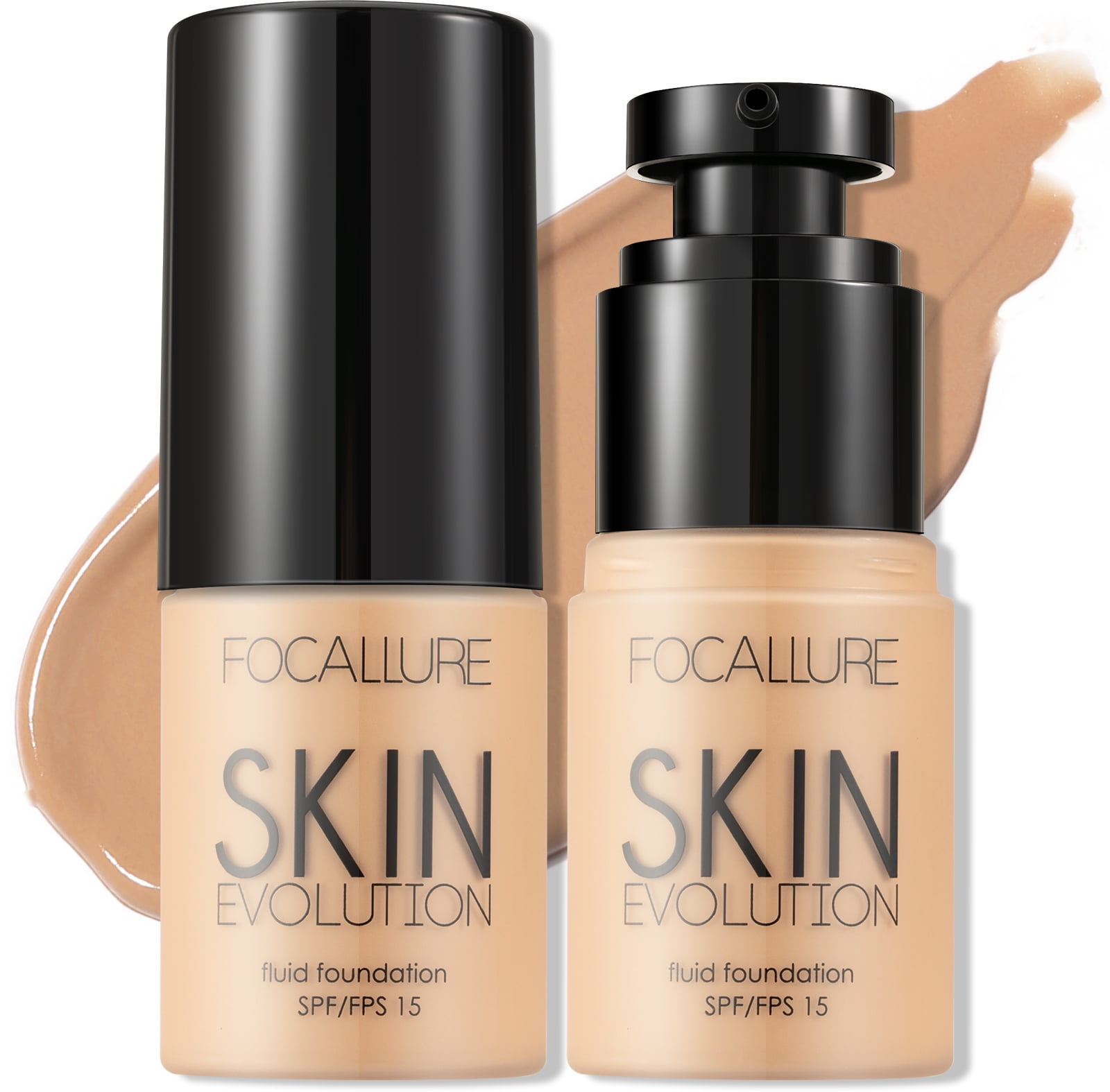FOCALLURE 2 Pcs Skin Evolution Liquid Foundation, Medium to Full Coverage with Matte Finish ...