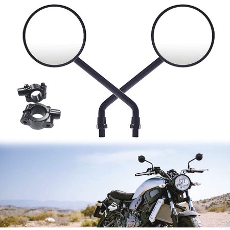 Retro Motorcycle Rearview Side Mirrors Matte Black Universal 3" Round ...