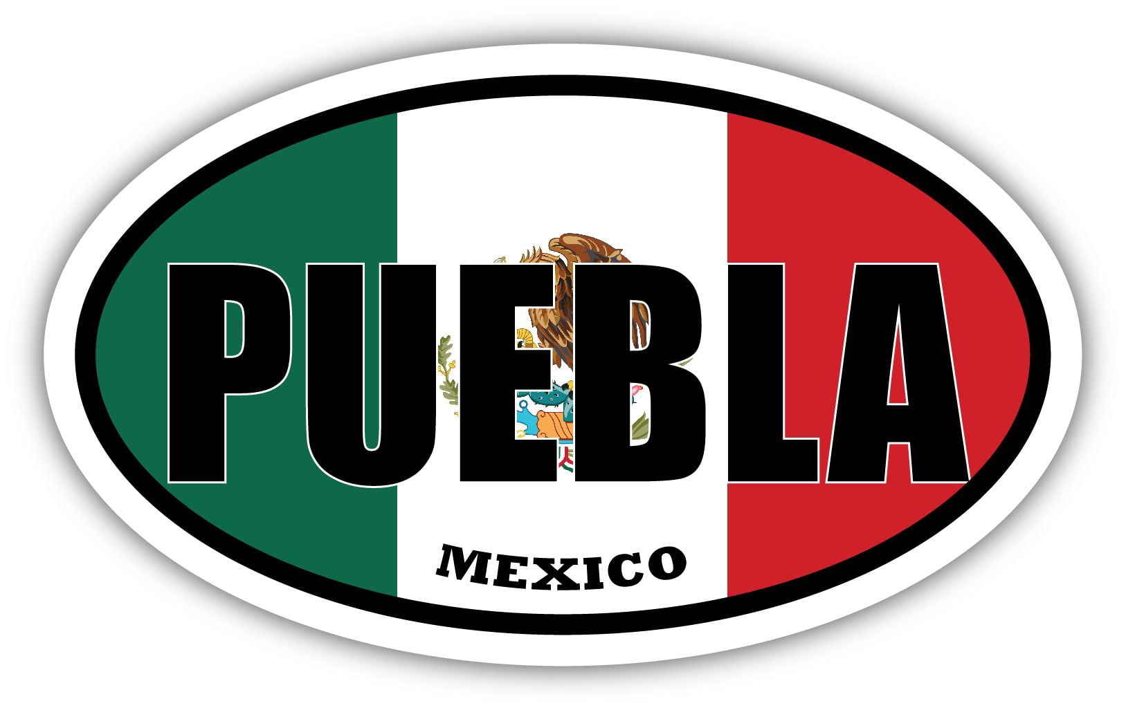 Puebla Mexico Flag Oval Decal Vinyl Bumper Sticker 3x5 inches - Walmart.com