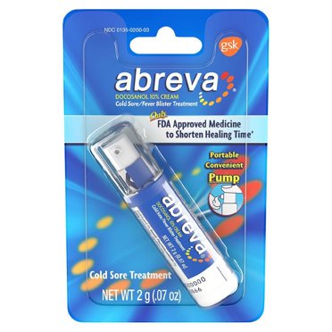 Abreva Docosanol 10% Cream Pump, FDA Approved Cold Sore and Fever Lip ...