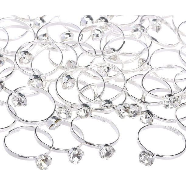 Naler Bridal Shower Rings 52 Pcs Acrylic Silver Diamond Engagement ...