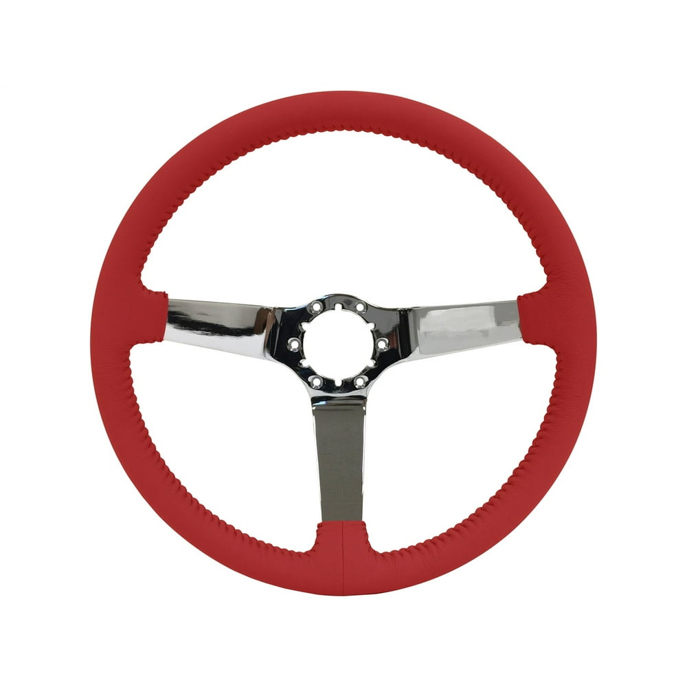 Volante Steering Wheels; OE Step Series 6-Bolt Red Leather; Chrome ...