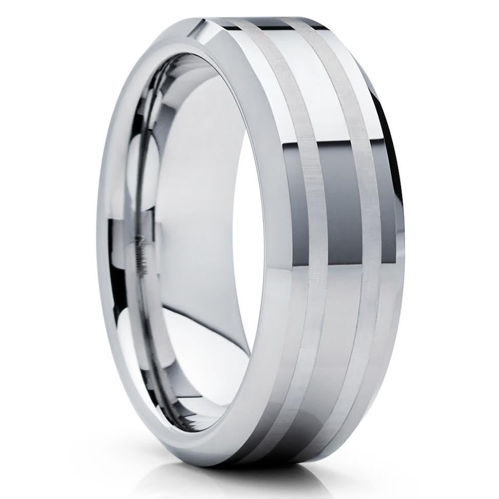 8mm Wedding Ring,Tungsten Wedding Ring,Silver Wedding Ring,Tungsten ...