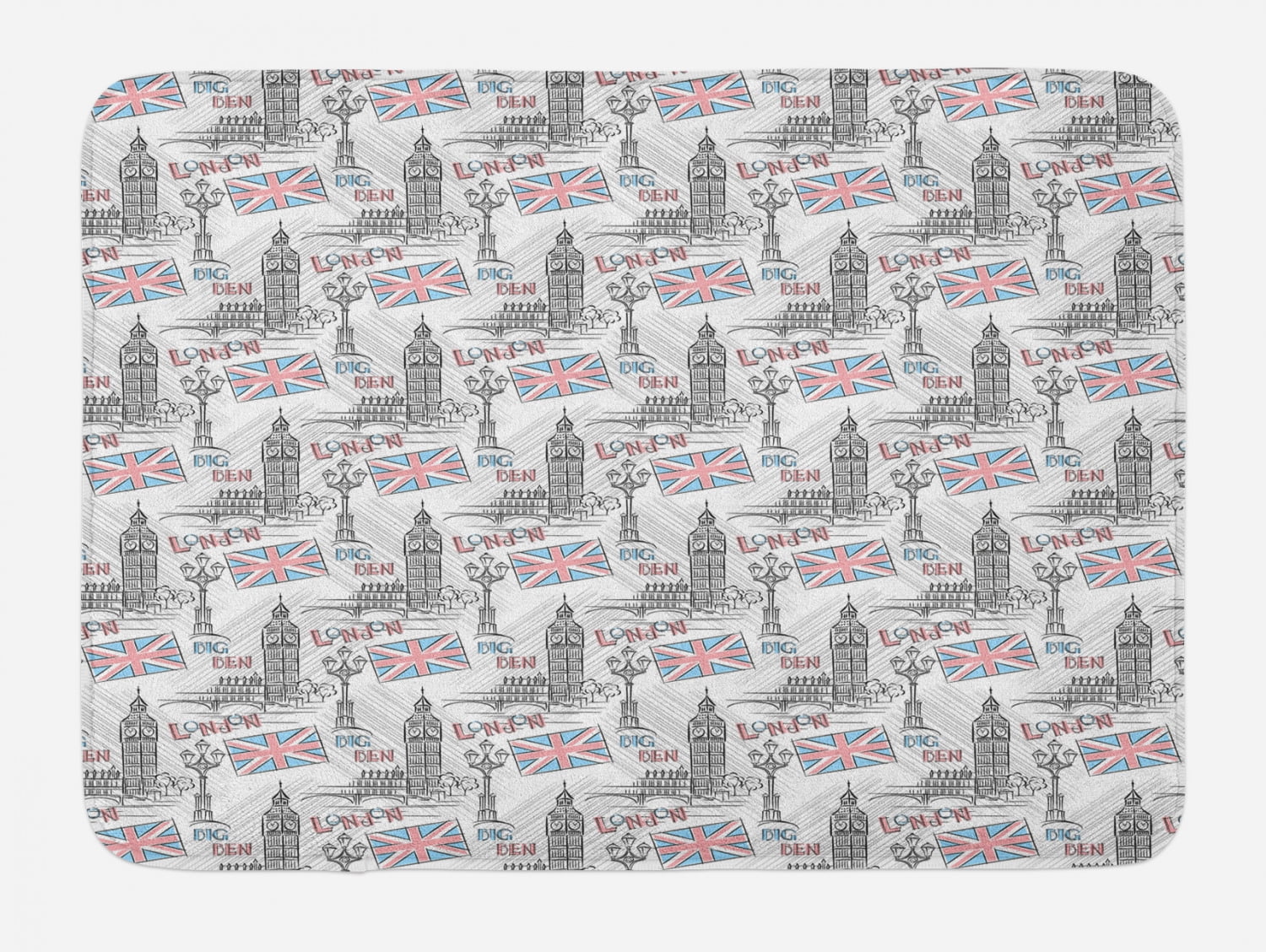 London Bath Mat, Historical Architecture Famous Landmark Big Ben Sketch ...