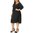 Agnes Orinda Women's Plus Size Midi Dress, Black Chiffon Swiss Dots ...
