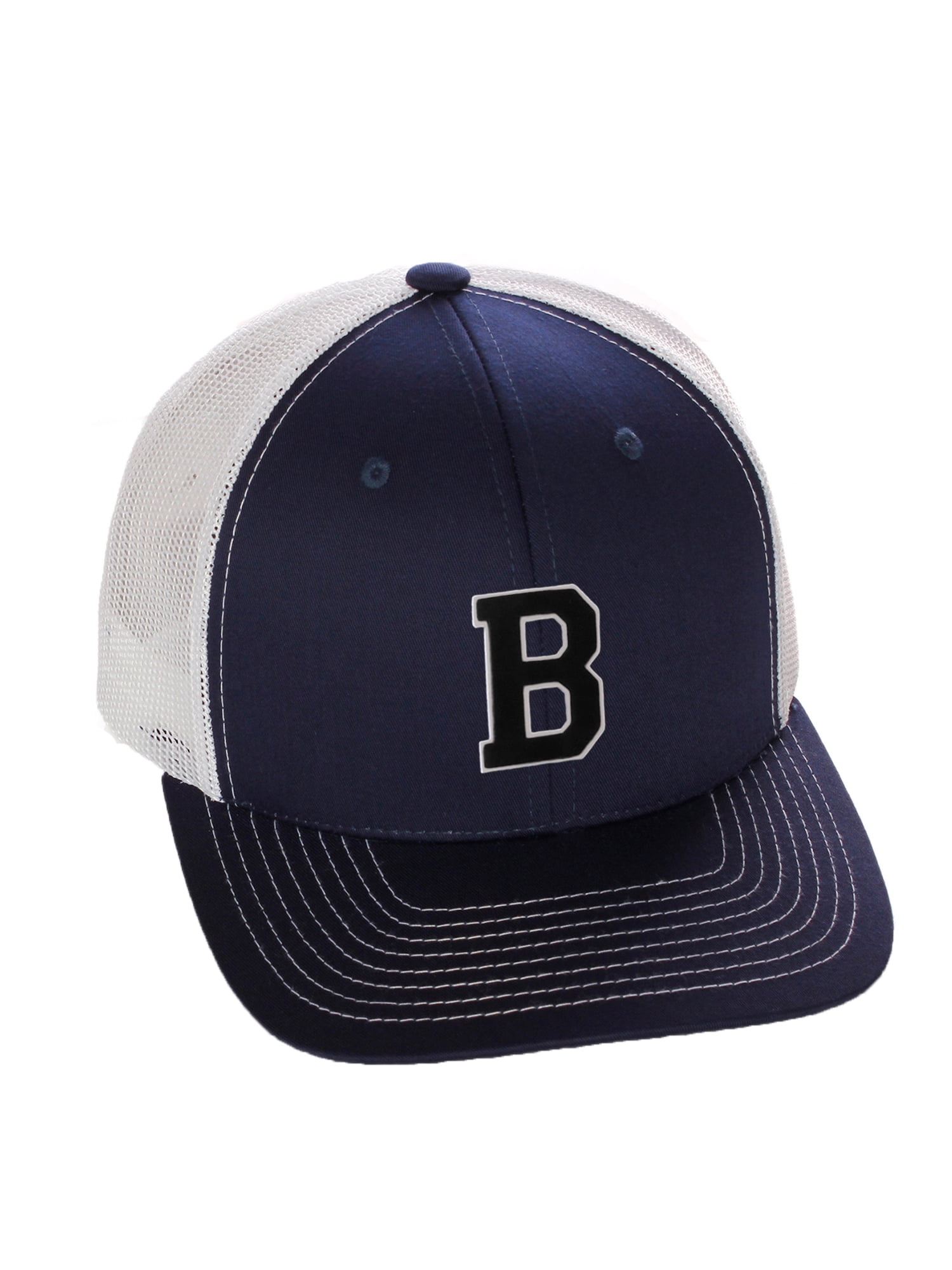 Structured Trucker Mesh Hat Custom Colors Letter B Initial Baseball Mid ...