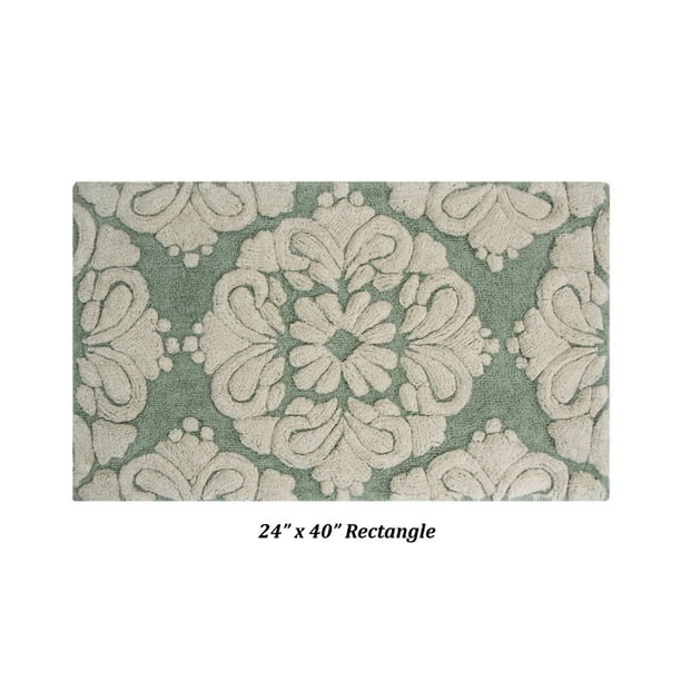 Better Trends Medallion 100% Cotton 24" x 40" Bath Rug - Sage/Natural ...