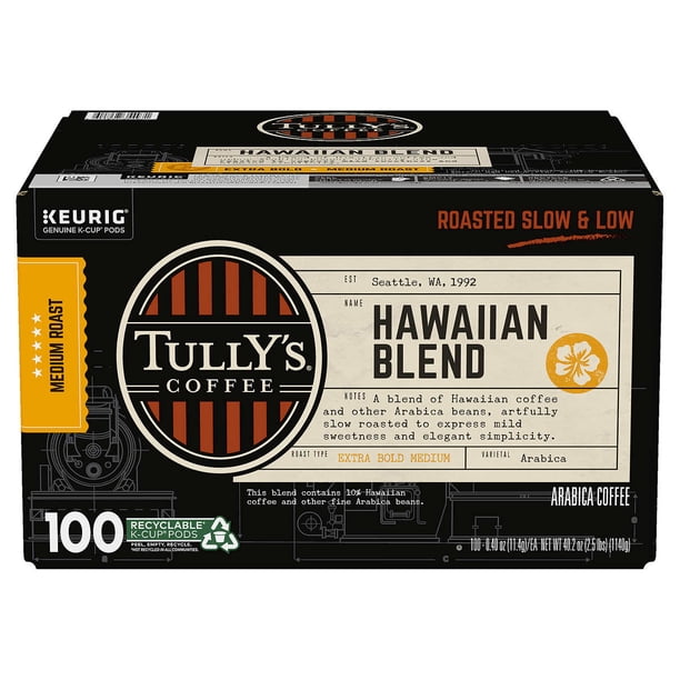 Tully's Coffee Hawaiian Blend K-Cups Packs, 100 Count - Walmart.com