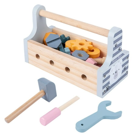 Toddlers Wooden Tool Box Set Pretend Play Repair Toolbox Toys ...