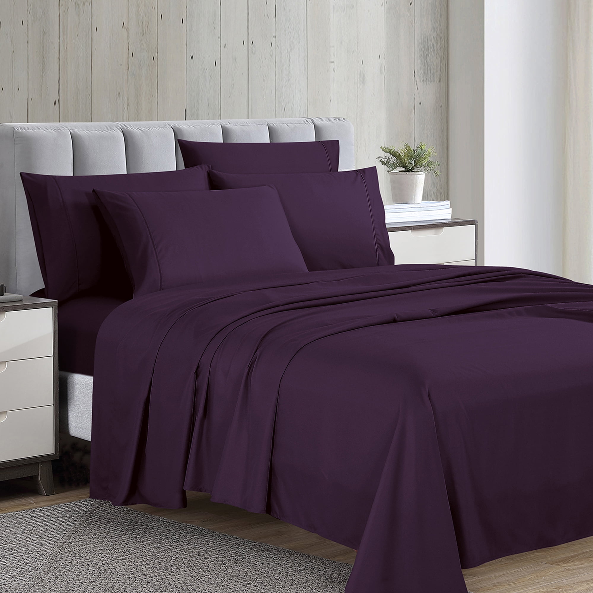 Click here for Swift Home Luxury 6-Piece Sheet Set  King  Eggplan... prices