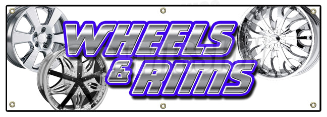 72" WHEELS & RIMS BANNER SIGN chrome rim wheel tires signs - Walmart.com