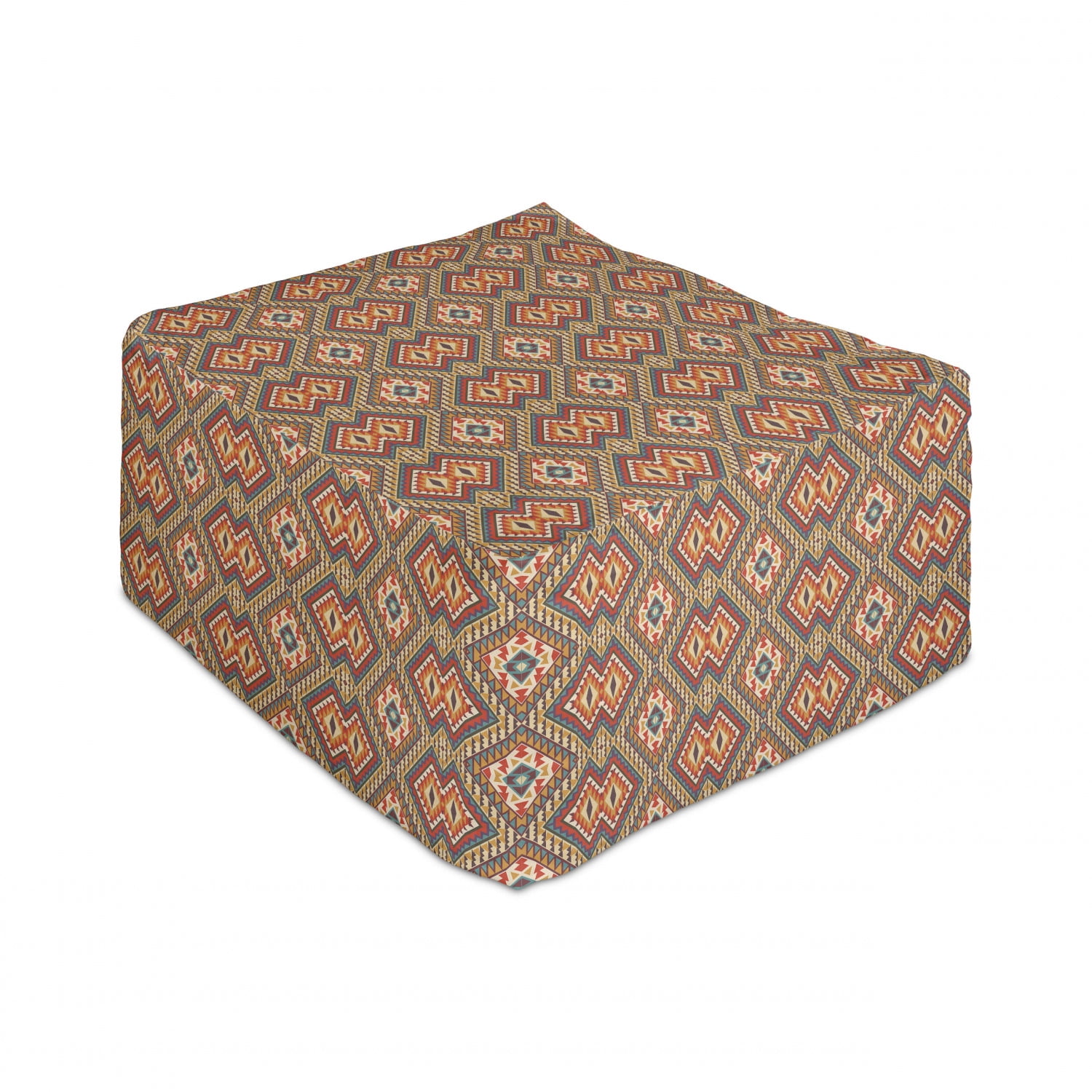 Ethnic Rectangle Pouf, Mexican Peruvian Cultural Heritage Motifs ...