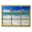 Large 3D Beach Sea Window Decal Wall Sticker, Exotic Beach View Art ...