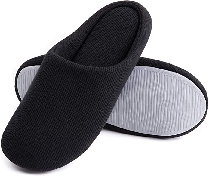 ULTRAIDEAS Men's Lightweight Cotton Slippers with Memory Foam and Soft ...