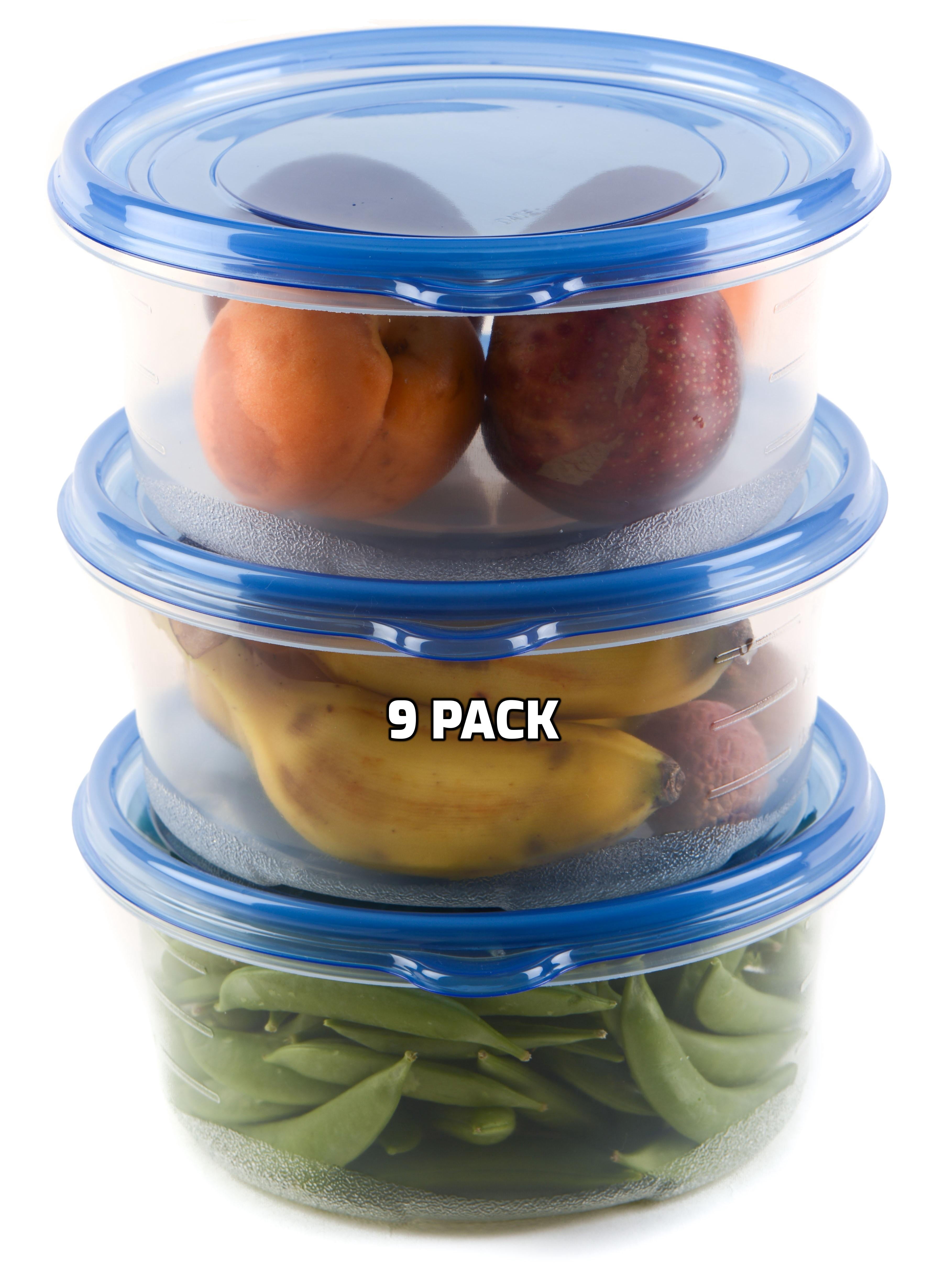 [9 PACK] 48oz Round Plastic Reusable Storage Containers with Snap On ...